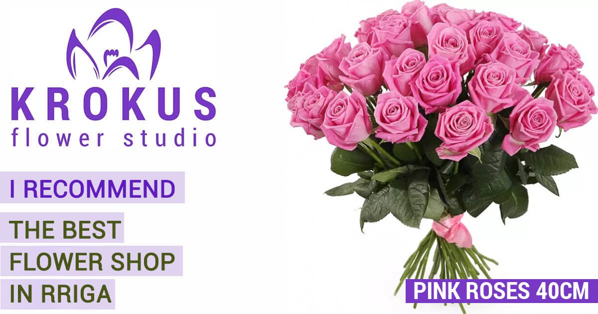 Pink roses 50 cm is a bouquet of fresh cut flowers. KROKUS is the best ...
